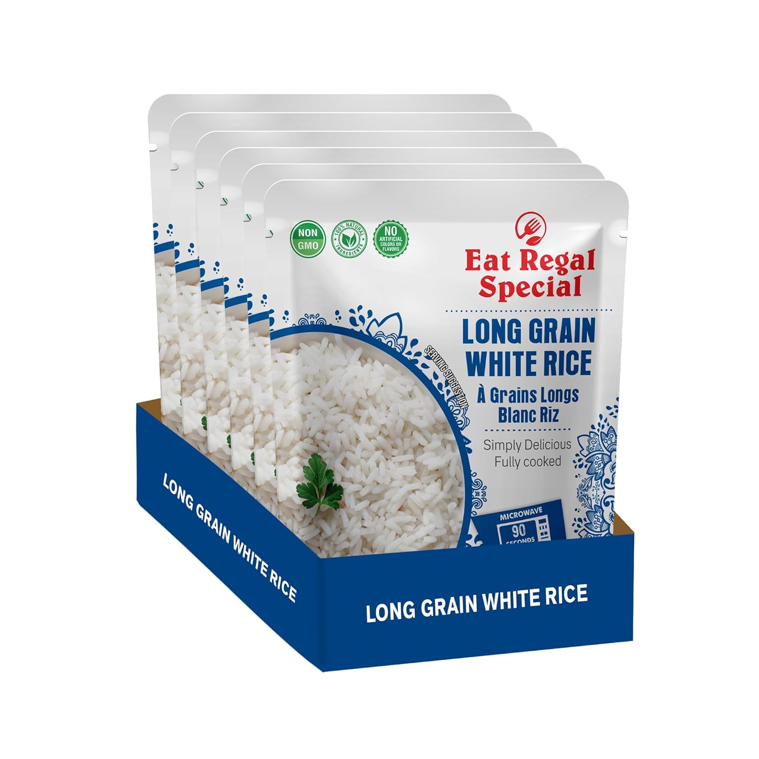 Amazon.com : Eat Regal Long Grain White Rice Pack of 6, 8.8 Ounce ...