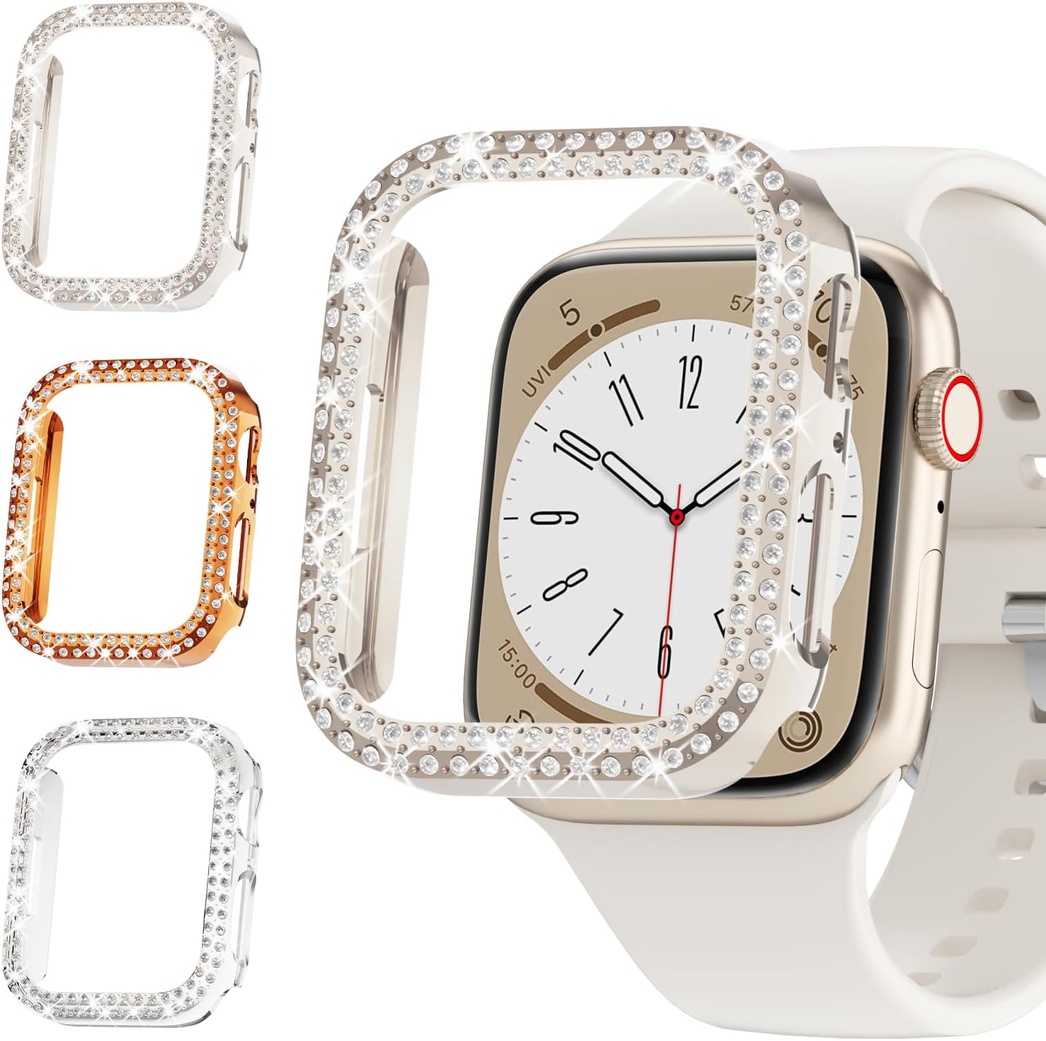 Amazon.com: 3Pack Rc-Z for Apple Watch Series 9 8 7 45mm Bling Bumper ...