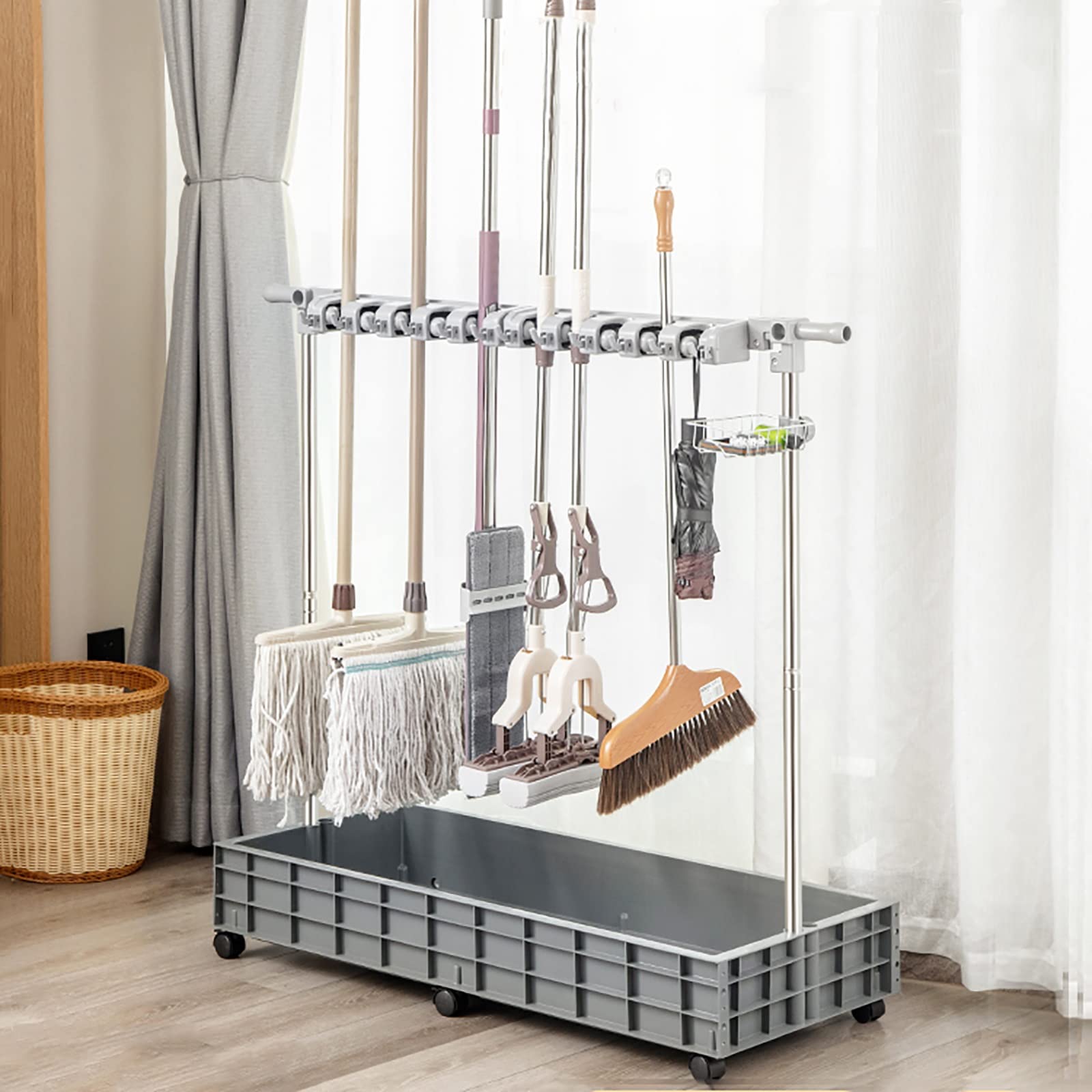 Mop Storage New Design Self Adhesive Vacuum Adsorption Mop And Broom