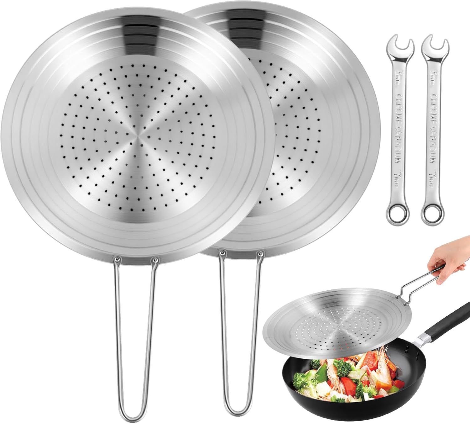 Amazon.com: Teenyyou 2 Pack Stainless Steel Splatter Screen for Frying ...