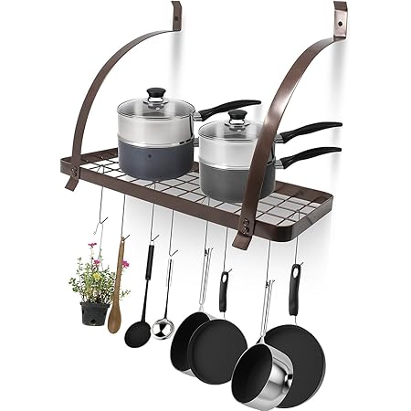 Amazon.com: Sorbus Kitchen Wall Pot Rack with Hooks — Decorative Wall ...