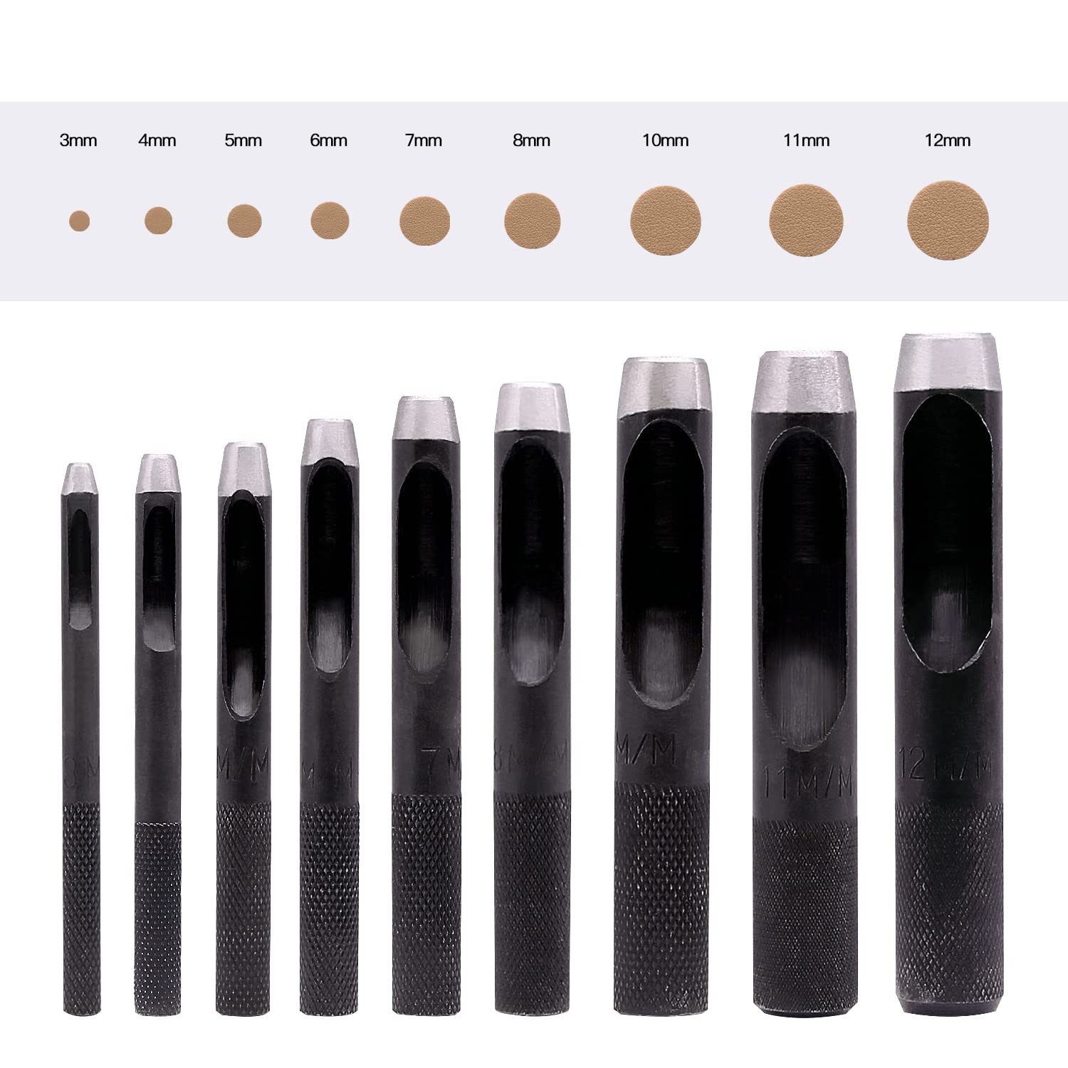 Tlimus 9 Pieces Heavy Duty Round Punch Set?3mm-12mm? with a Free ...