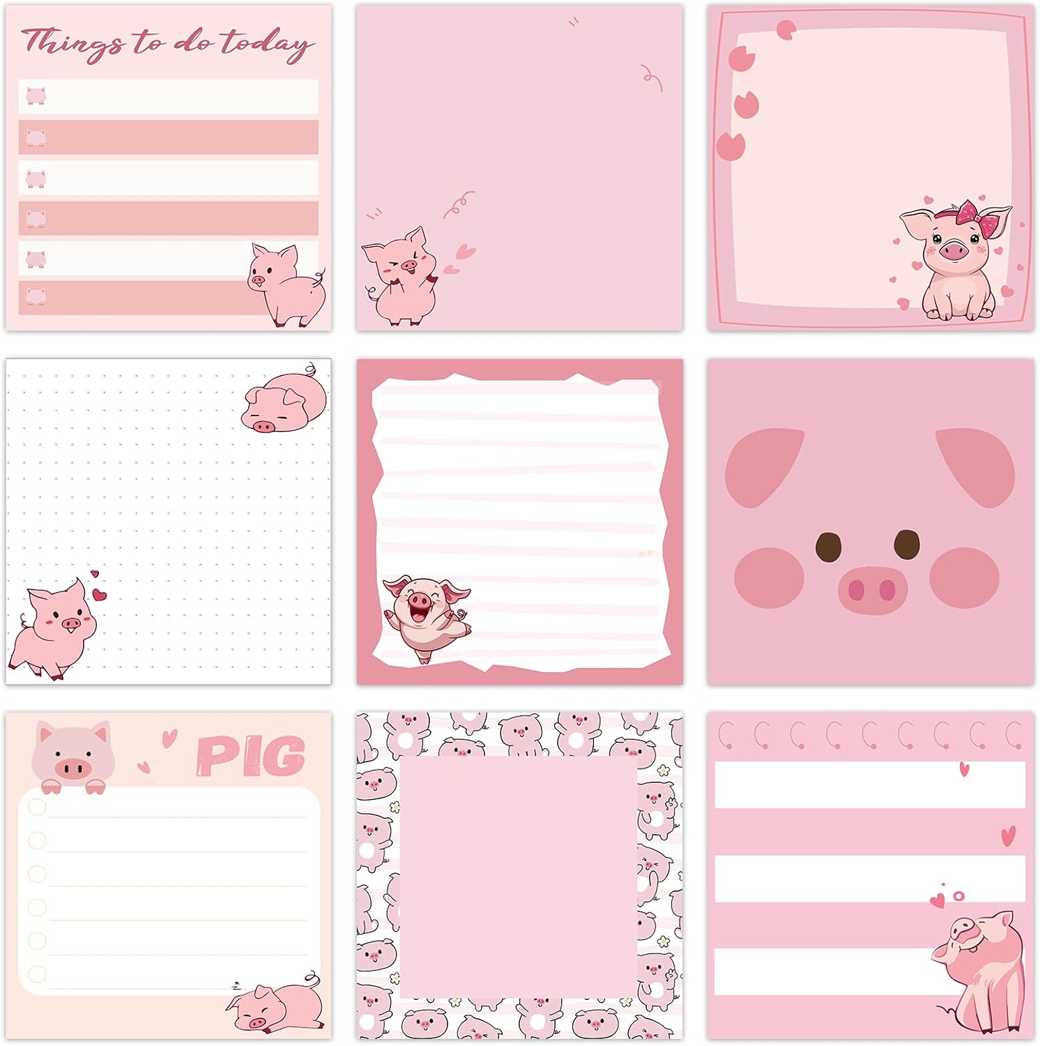 Amazon.com : Saypacck 9 Pads Piggy Sticky Notes 3x3 Inch Cute Self ...