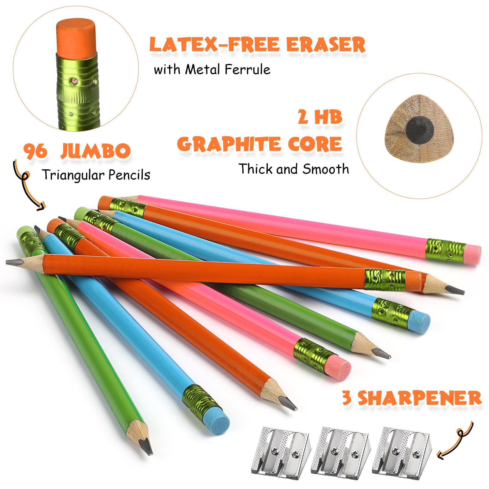 Snapklik.com : Fainne 102 Pcs Thick Fat Pencils Set 96 Jumbo Large ...
