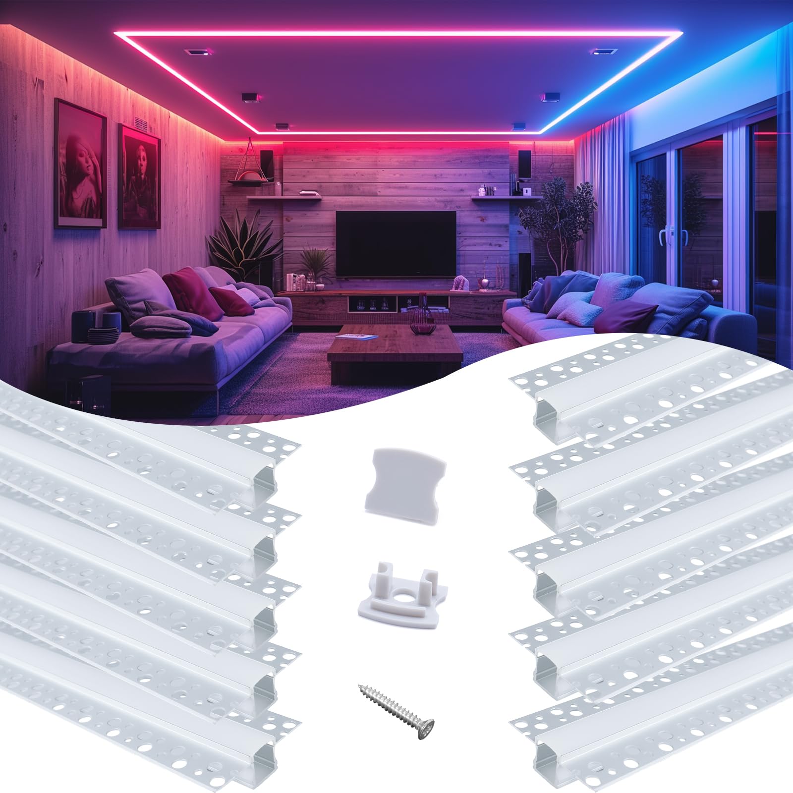 Muzata 10Pack 6.6ft/2M Plaster in LED Channel Trimless Recessed LED ...