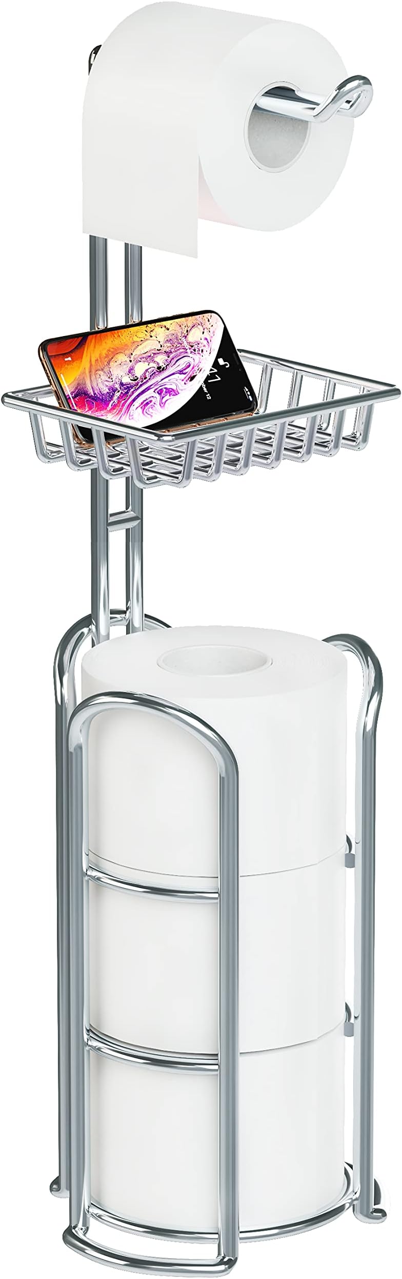Amazon.com: Free Standing Toilet Tissue Paper Roll Holder Stand ...