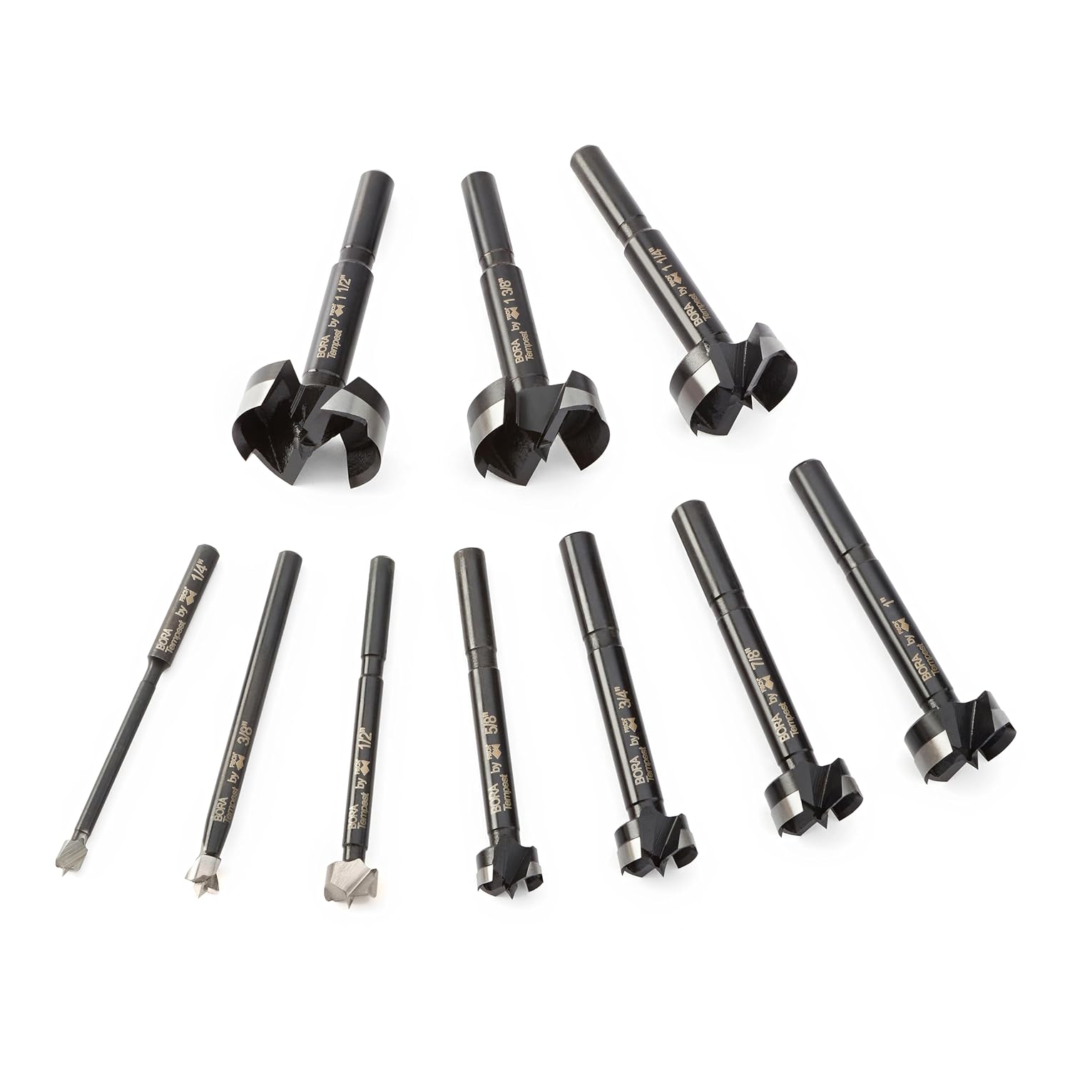 BORA Woodworking Tools 10-Piece Tempest Forstner Bit Set for Wood with ...