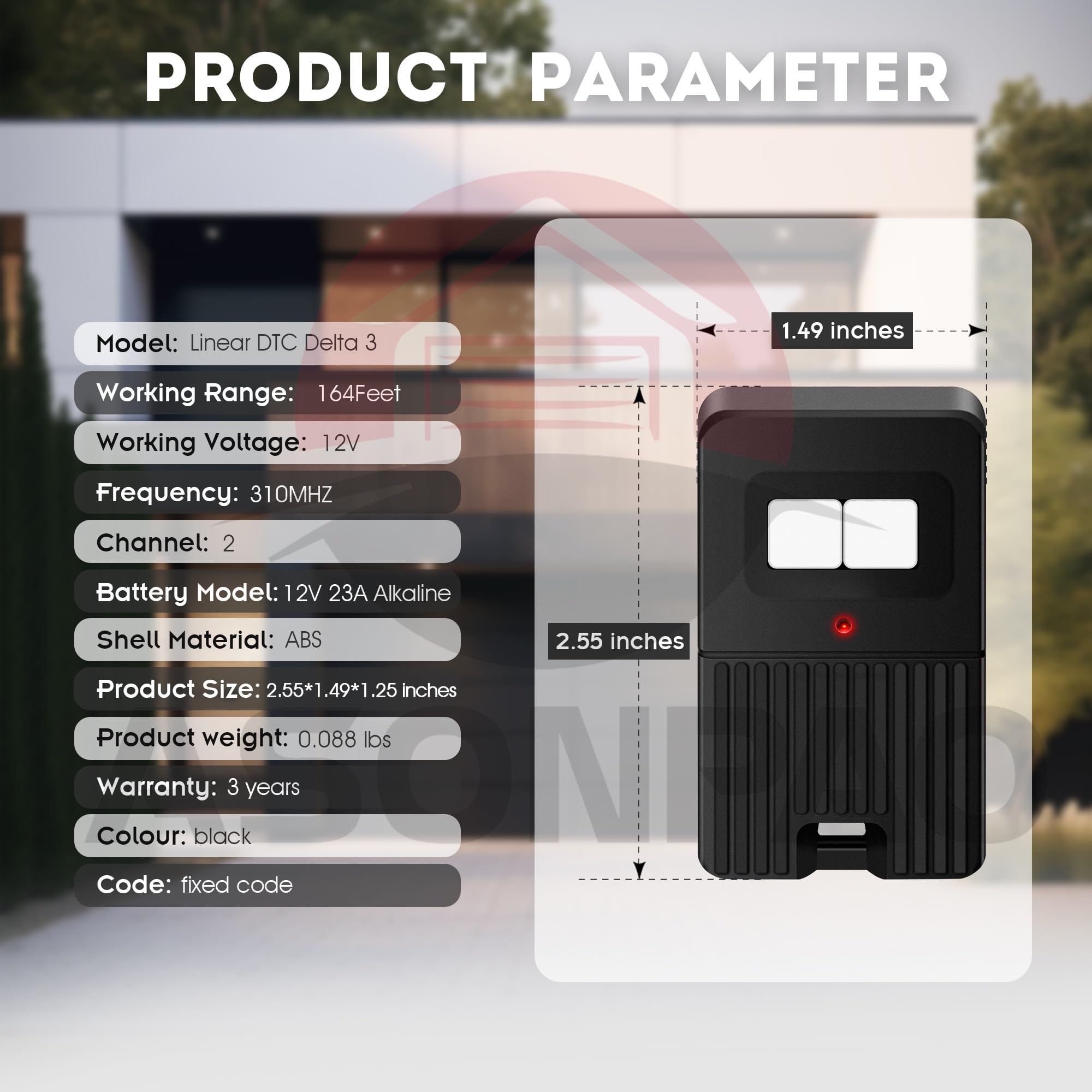 Linear Delta 3 Transmitter 2-Pack Linear DTC Delta 3 Garage Door ...
