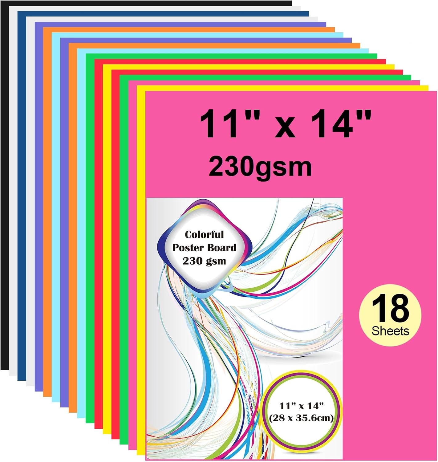 Amazon.com : 18 Pcs Color Poster Board Paper 11x14, ROOKEA Vision ...