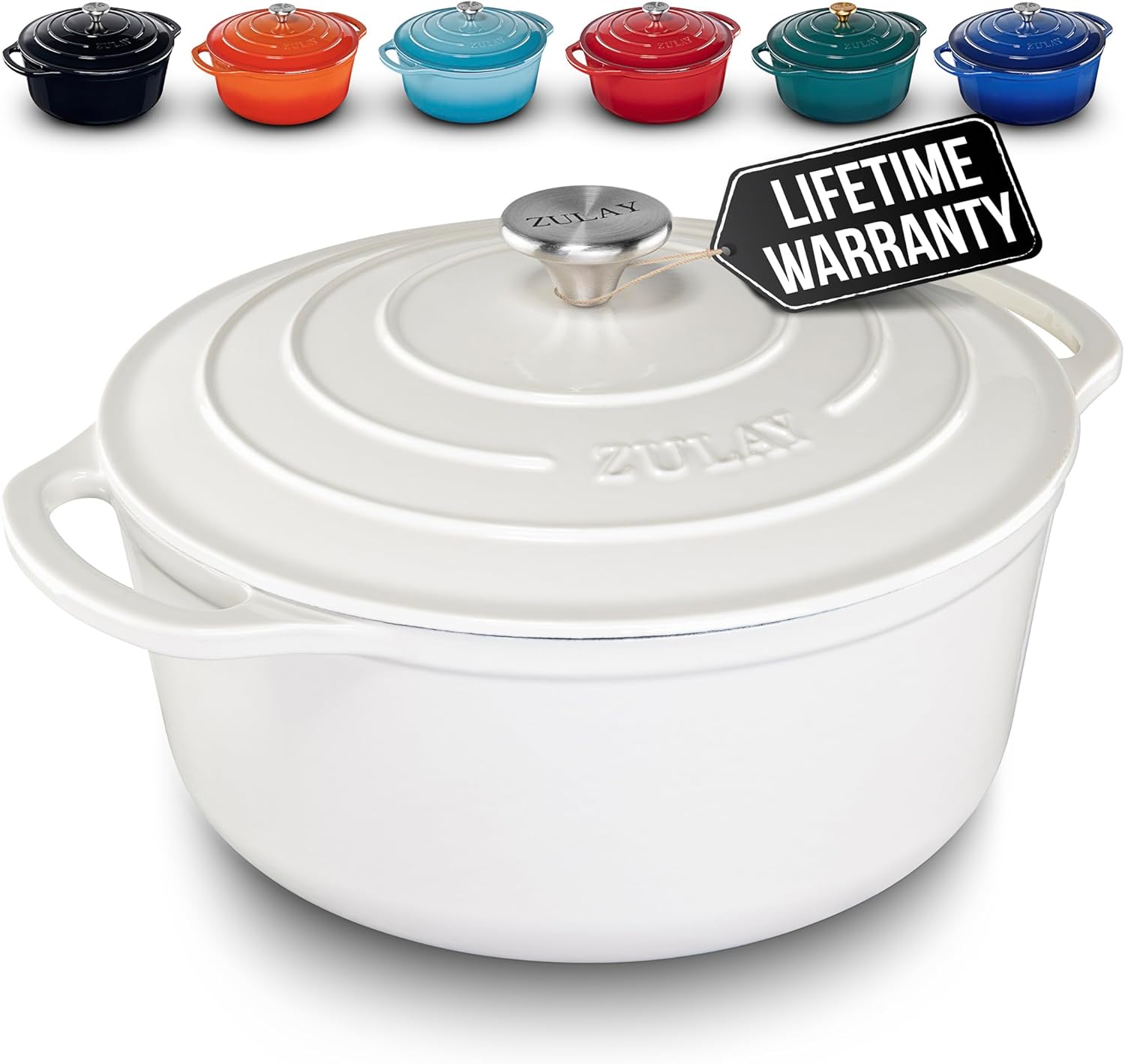 Amazon.com: Zulay Kitchen 6 Quart Enameled Cast Iron Dutch Oven with ...