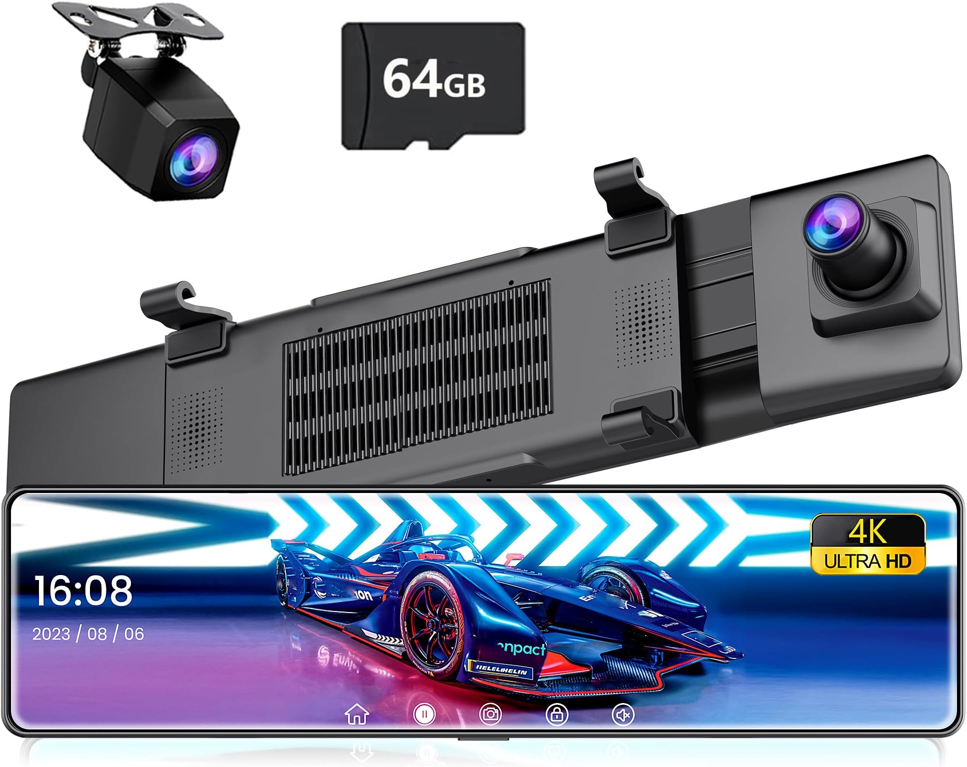 Amazon.com: 4K Mirror Dash Cam Wireless Carplay Android Auto, 11.26 ...