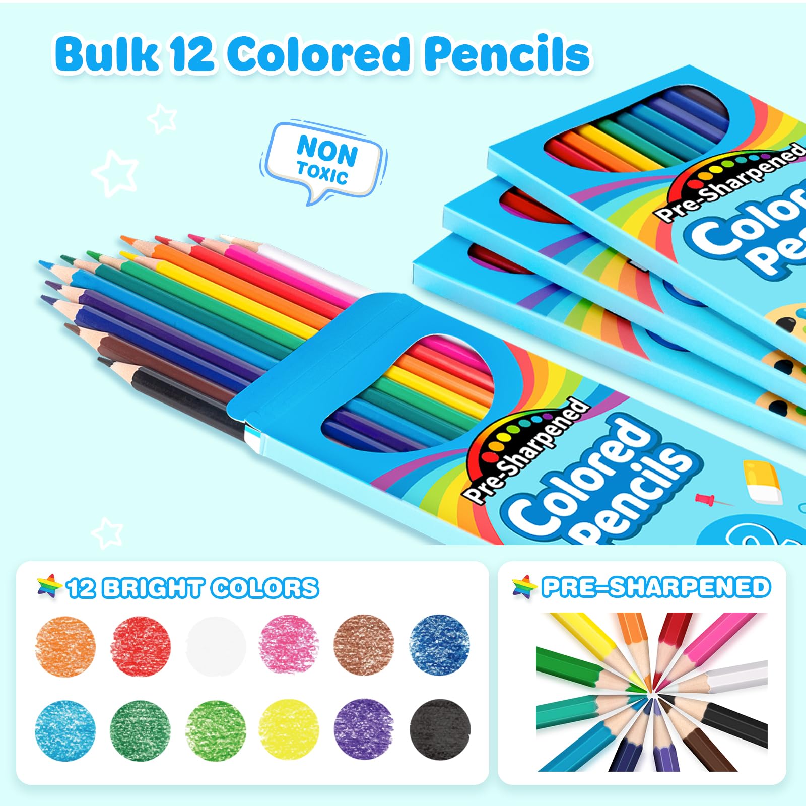 Snapklik.com : Bulk Colored Pencils, 4 Packs Pre-sharpened Coloring ...