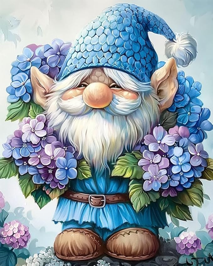 Amazon.com: Flowers gnome Paint by Number for Adults Beginner,Hydrangea ...
