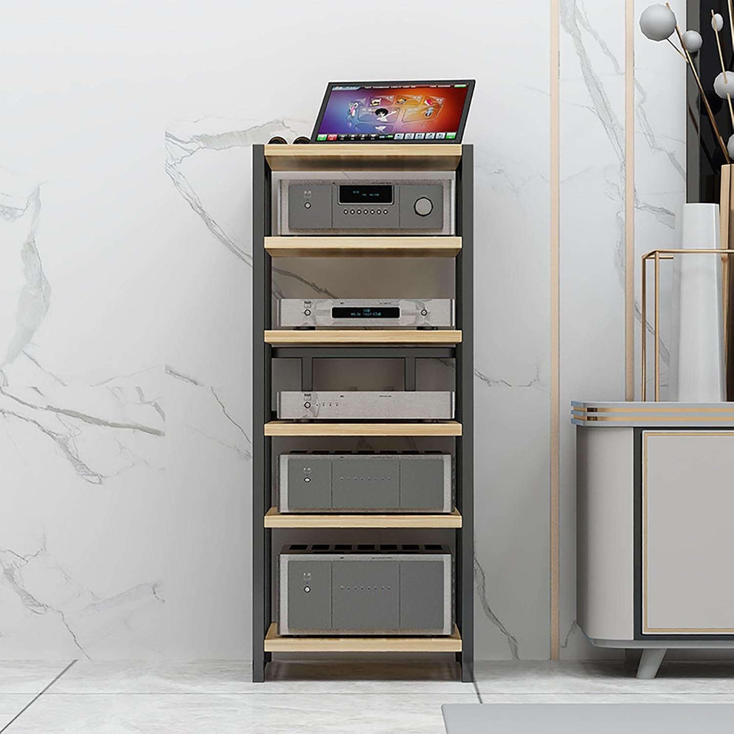 Hifi Rack Audio-Rack HiFi Regal 6-fach - Stilvolle Eckvitrine Für ...