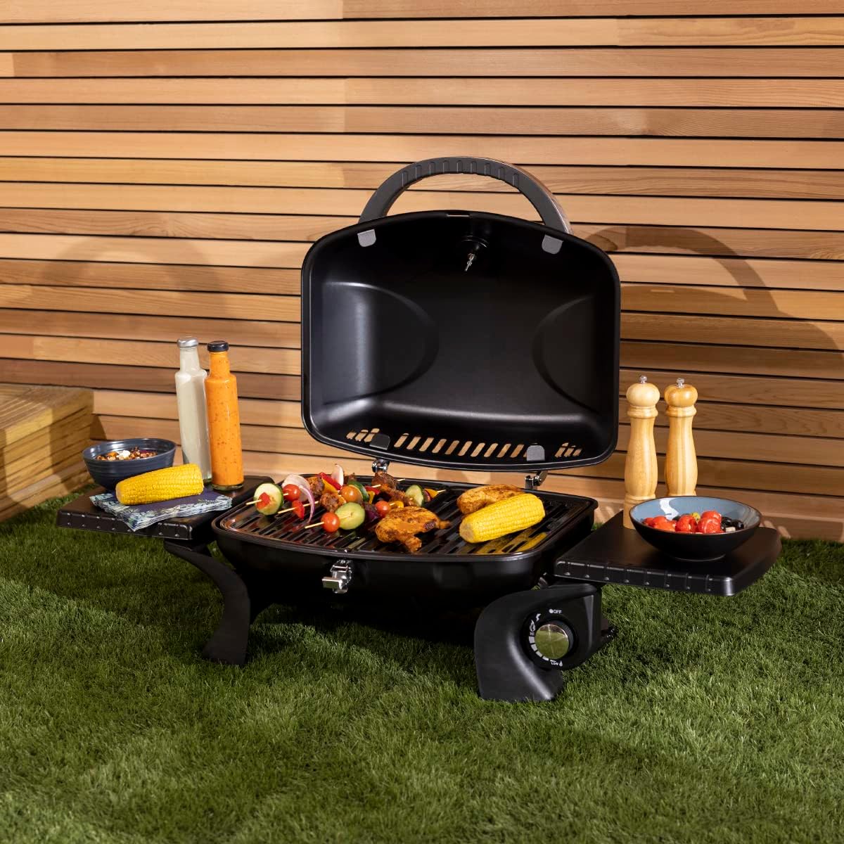 Charles Bentley Portable Gas BBQ - Black : Amazon.co.uk: Garden
