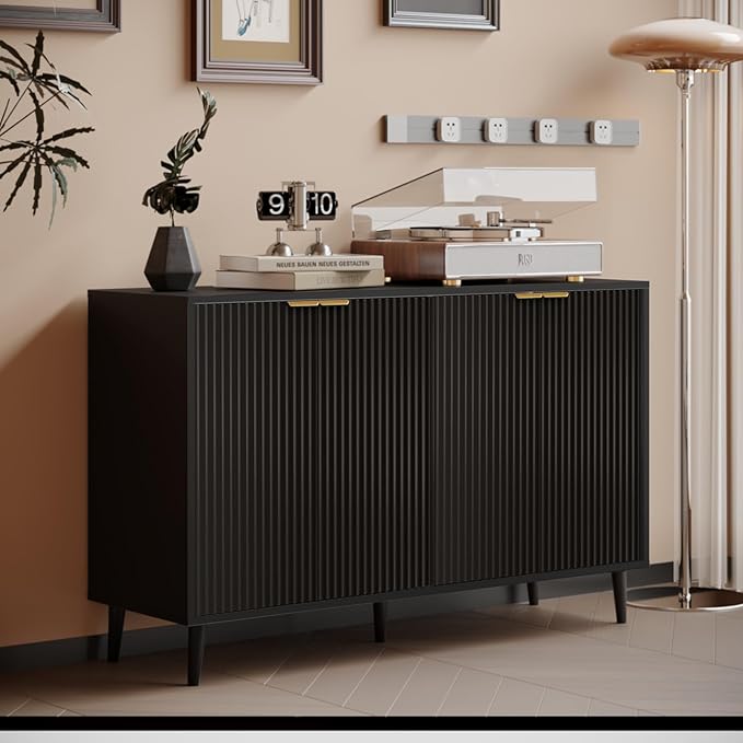Amazon.com - Homzbesy Sideboard - Buffet Cabinet with Storage, Fluted ...
