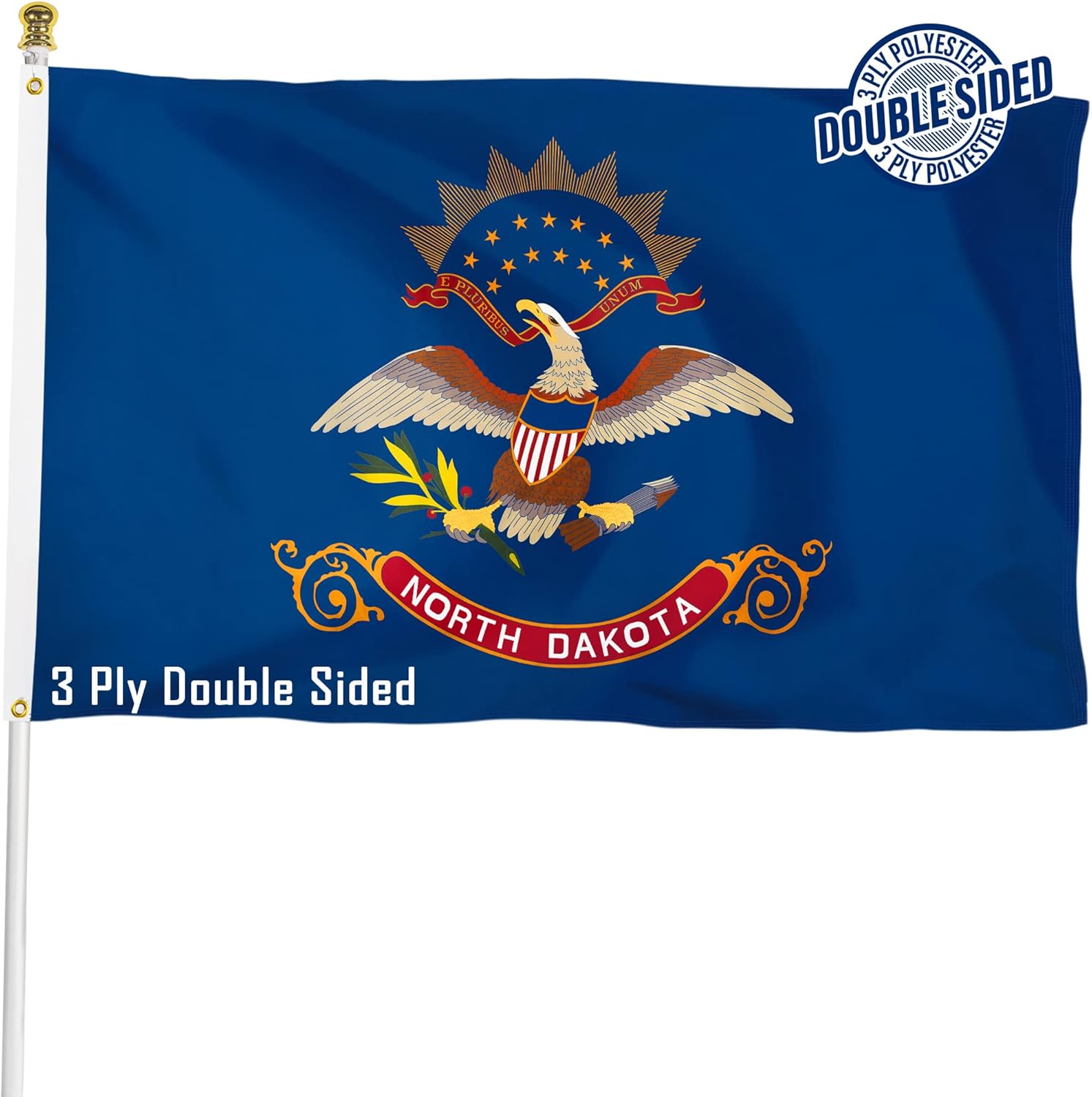 Amazon.com : XIFAN Double Sided North Dakota State Flag 3x5 ft, Heavy ...