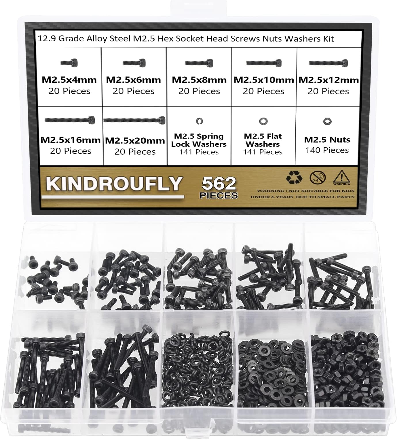 Amazon.com: 12 Kinds M1 M1.2 M1.4 M1.6 Small Screws Assortment Kit ...
