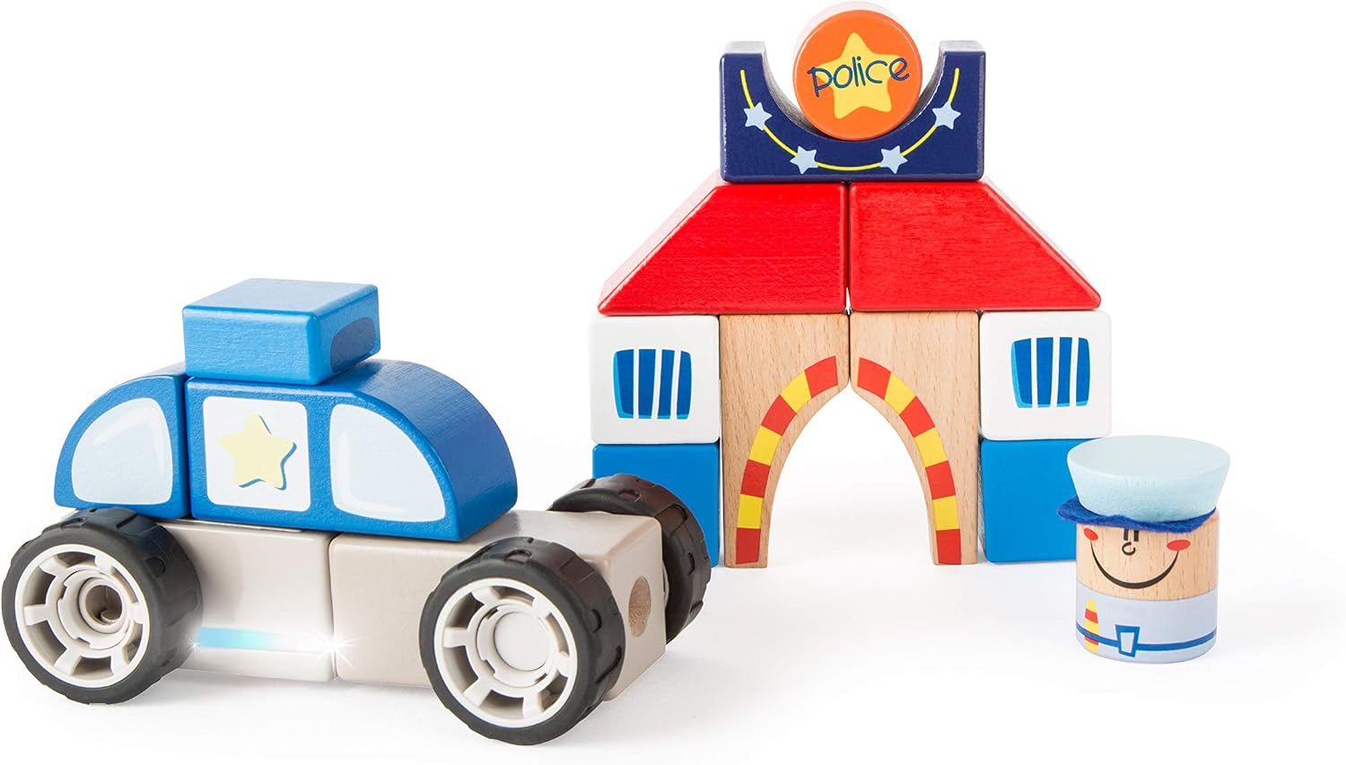 Amazon.com: small foot wooden toys Police Construction Set with Sound ...