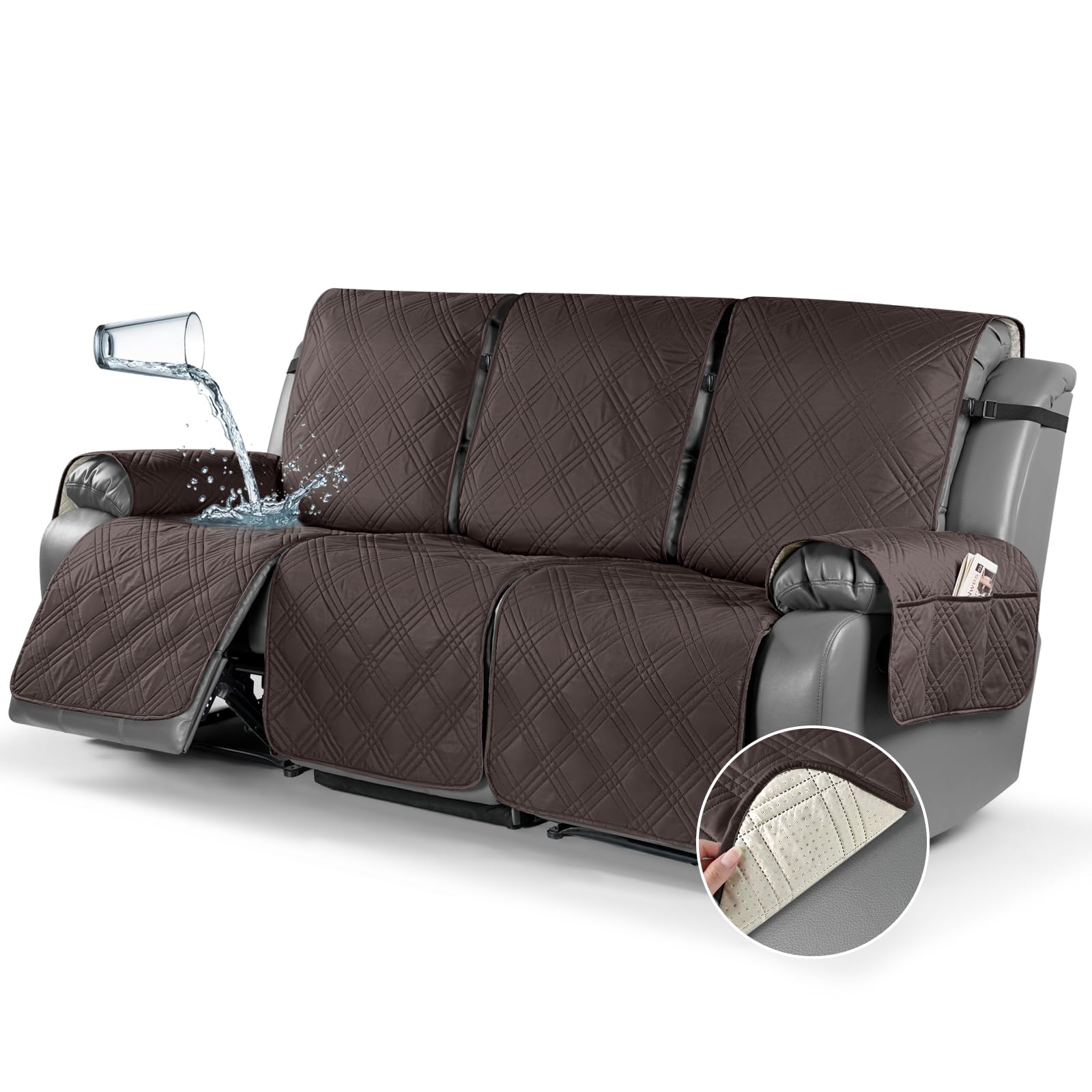 TAOCOCO 100% Waterproof Recliner Sofa Cover, Non Slip Split Couch ...