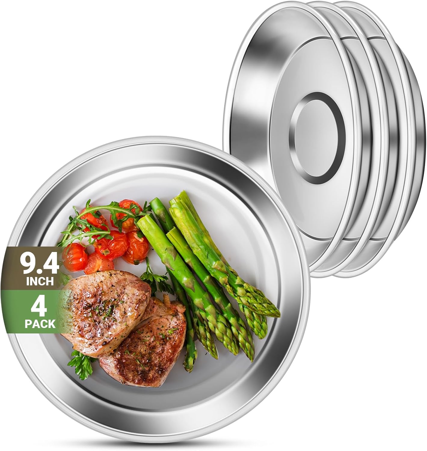 Amazon.com | Offiper Deep Metal Camping Plates, 4 Pack 9.4 inch 304(18/ ...