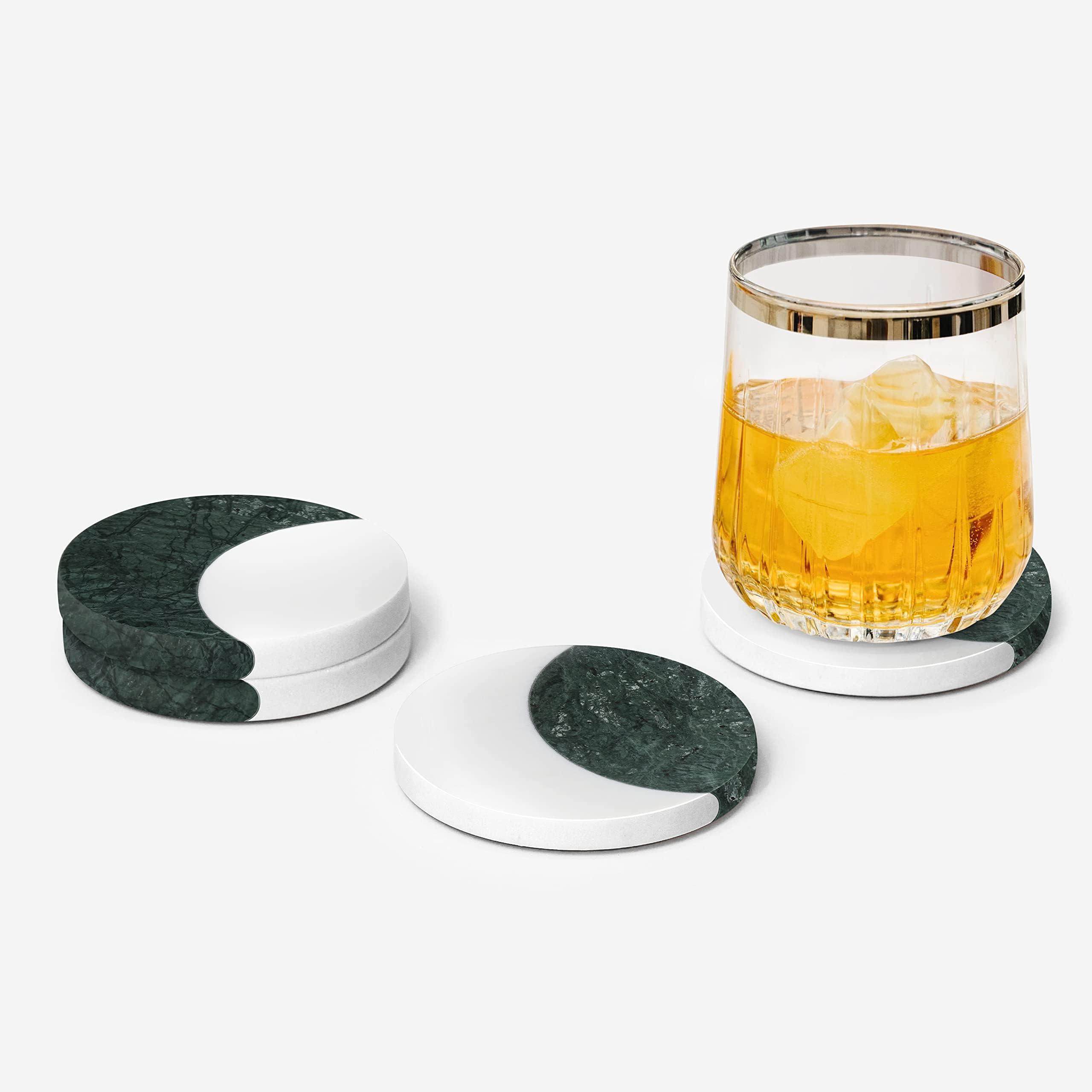 Amazon.com | Set of 6 - White Marble Stone Coasters Polished Coasters ...