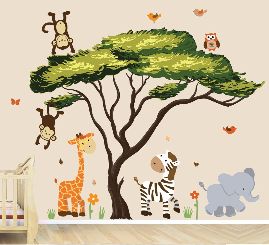 Amazon.com: Safari Decal with Tree and Animals, African Tree with ...