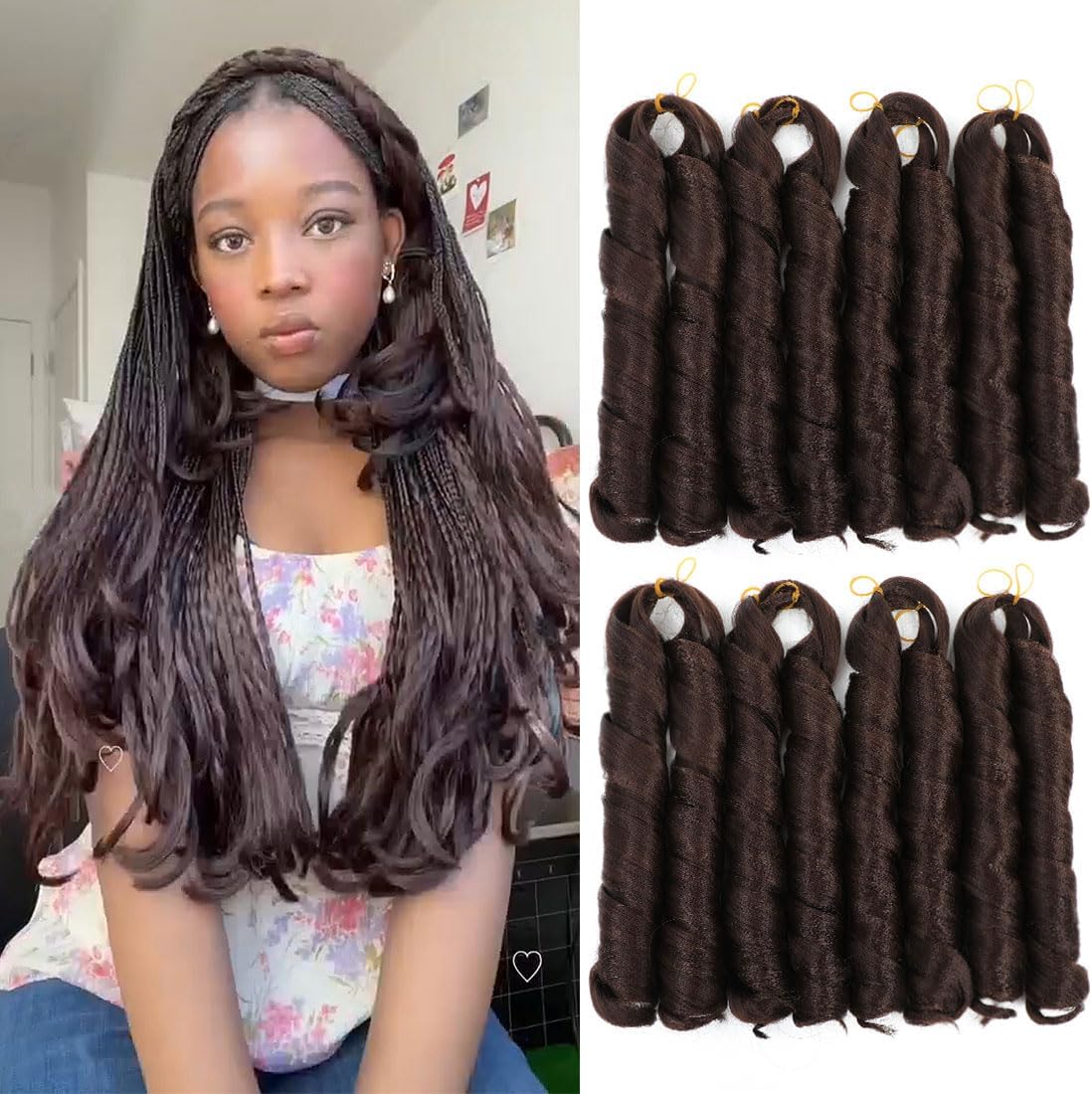 Amazon.com : GetGal 8 pack french curly braiding hair 24 inch #4 loose ...