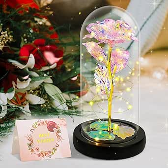 Rosa con Luz LED, Artifical Rose Flores Regalos para Mamá Esposa Novia ...