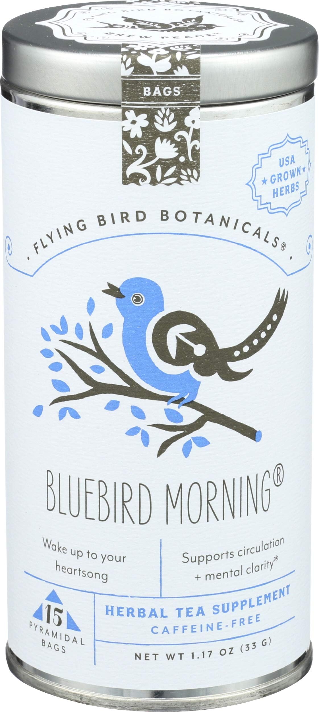 Amazon.com : FLYING BIRD BOTANICALS Bluebird Morning Tea, 15 CT ...