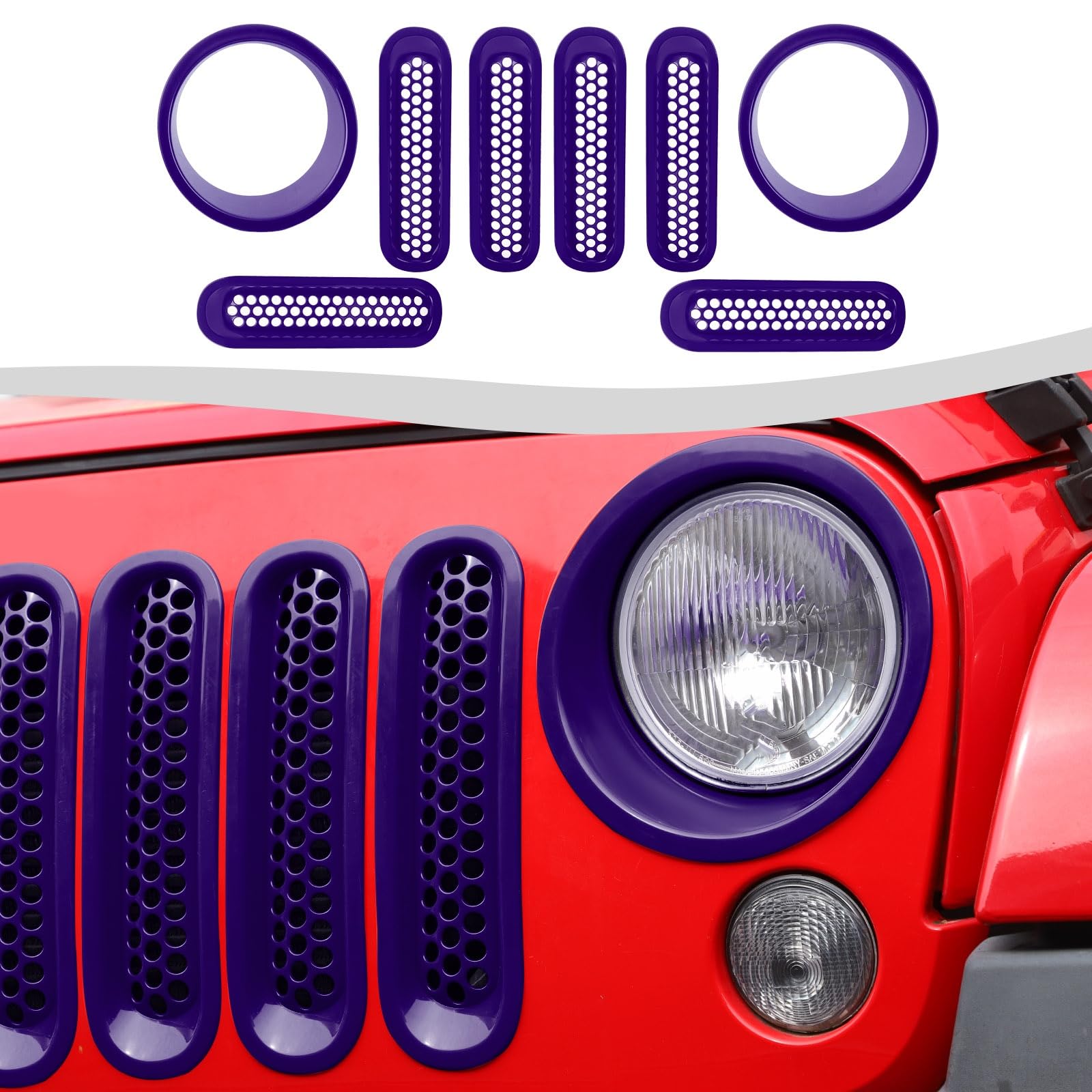 Amazon.com: SQQP Mesh Grille Grill Insert+Headlight Turn Light Cover ...