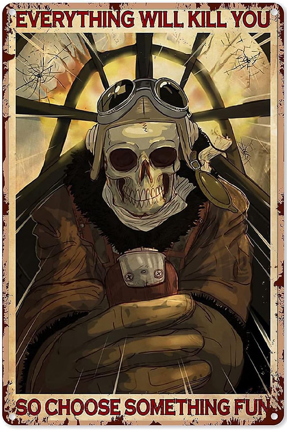 Amazon.com: Skull Wall Art Decor Skeleton Pilot Choose Something Fun ...