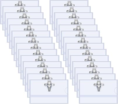 50 Pcs Name Tag with Clip and Pin, Plastic Name Badge Holder Clear ID ...