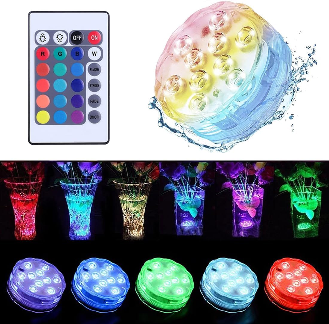 1 PCS Rechargeable Submersible LED Lights with Remote,lnground Pool ...