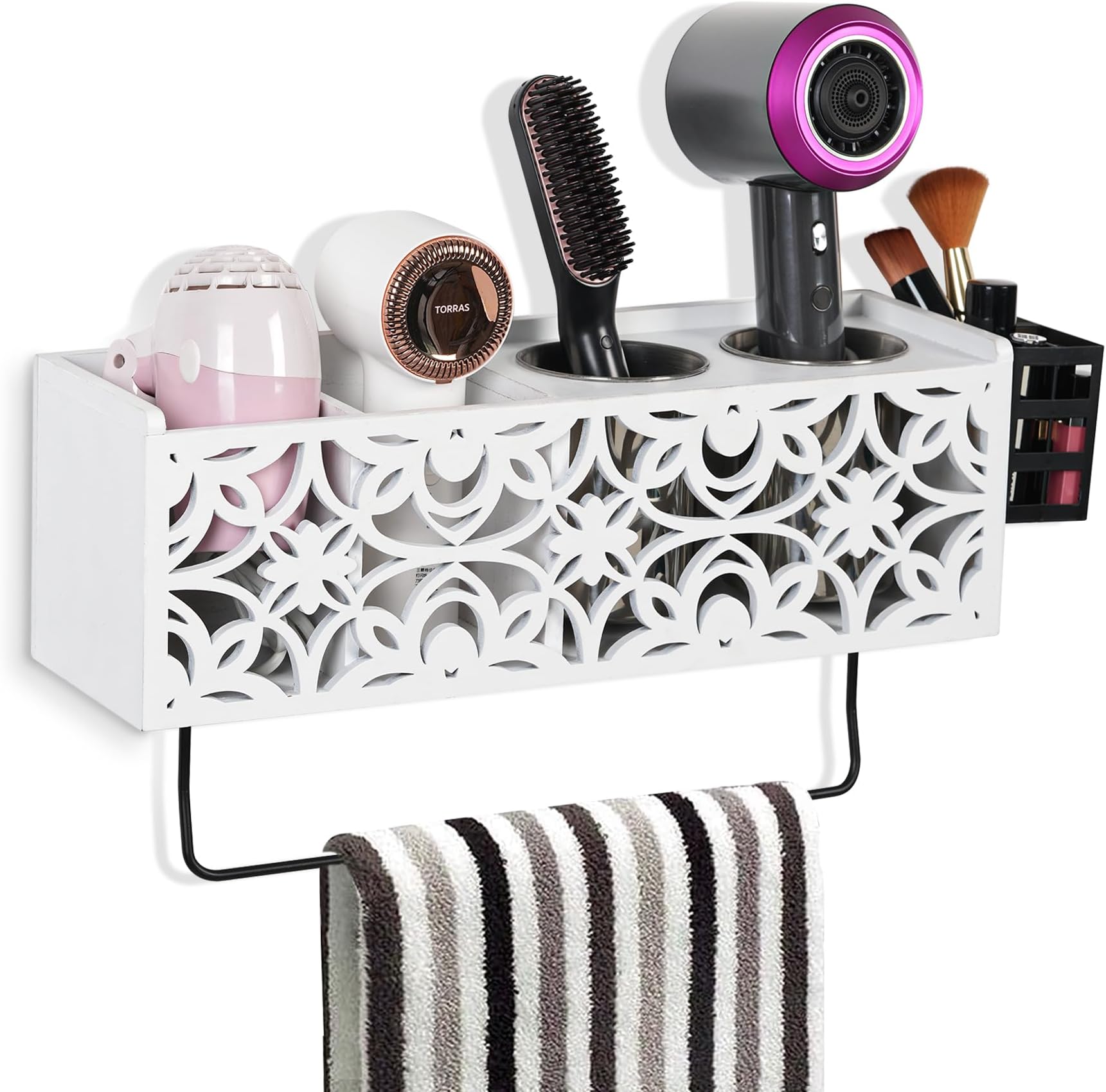 Amazon.com: TRSPCWR Hair Tool Organizer Wall Mounted, Hair Dryer and ...