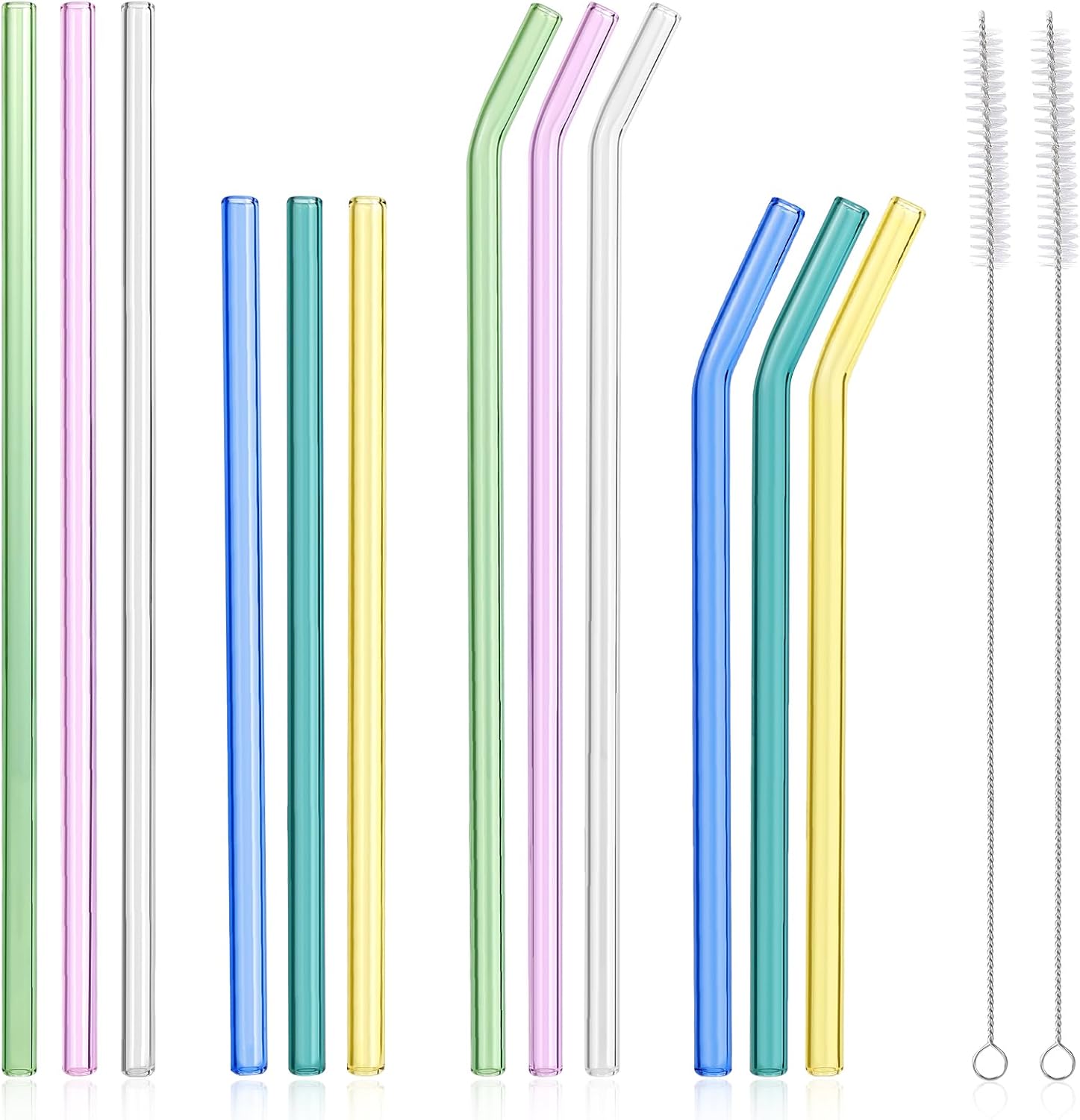 Amazon.com: [12 Pcs] Colorful Glass Straws Shatter Resistant - 11" x ...