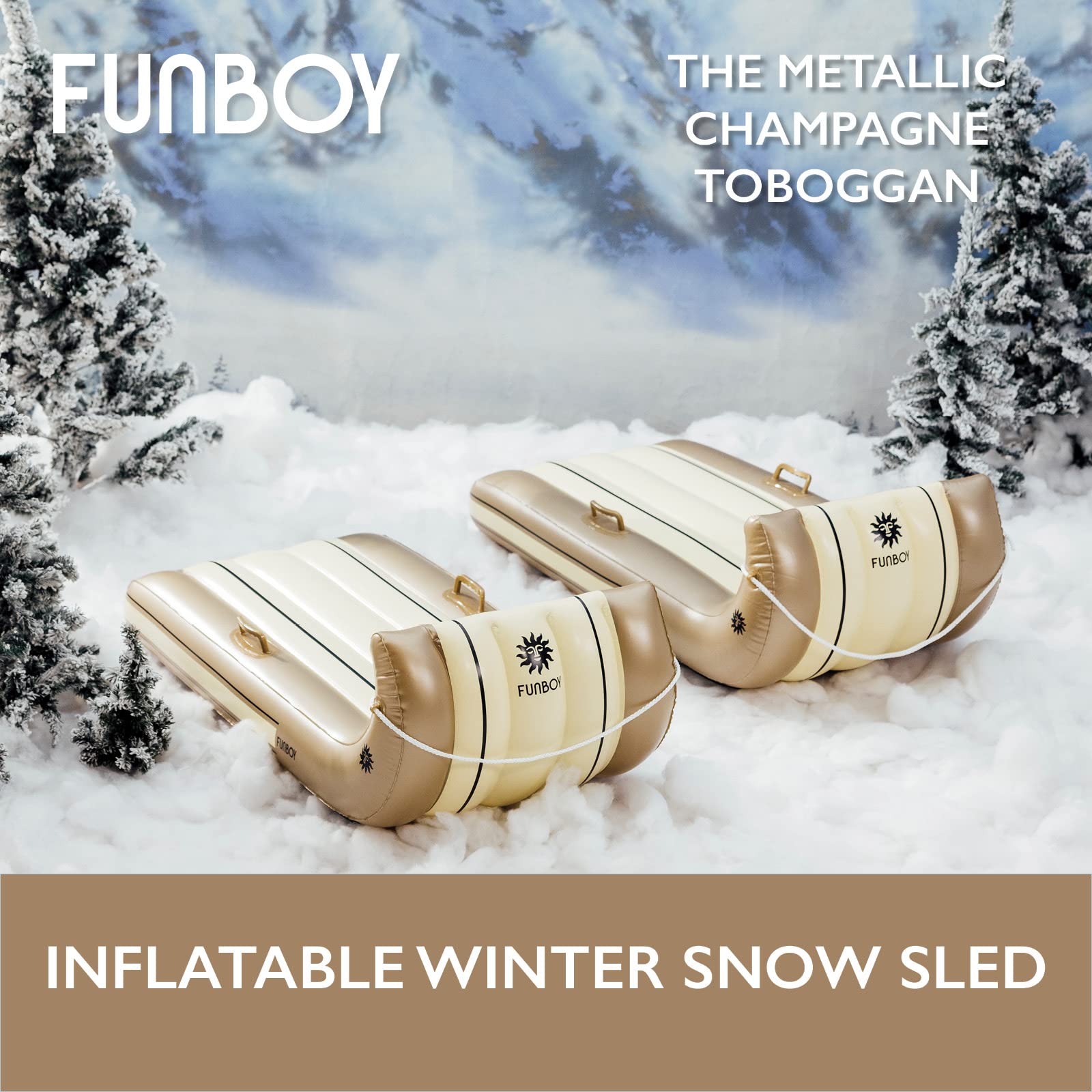 Snapklik.com : FUNBOY 2 Pack, 52" Inflatable Toboggan Snow Sled ...