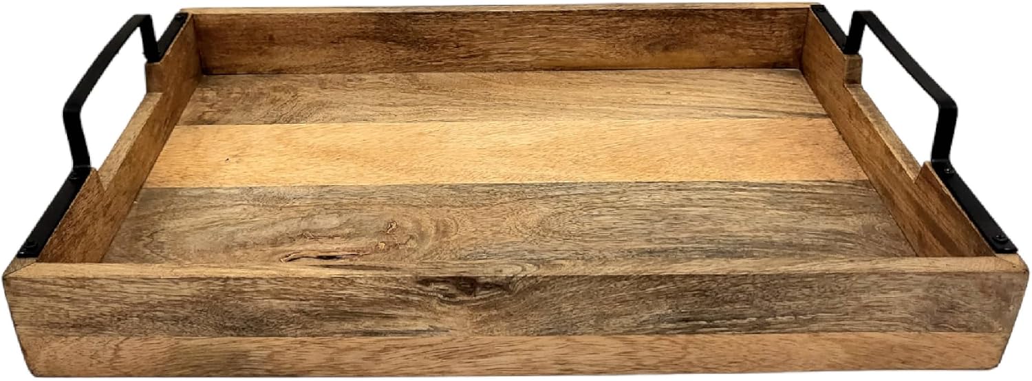 ACL Wooden Trays with Cast Handles - Premium Quality Decorative Serving ...