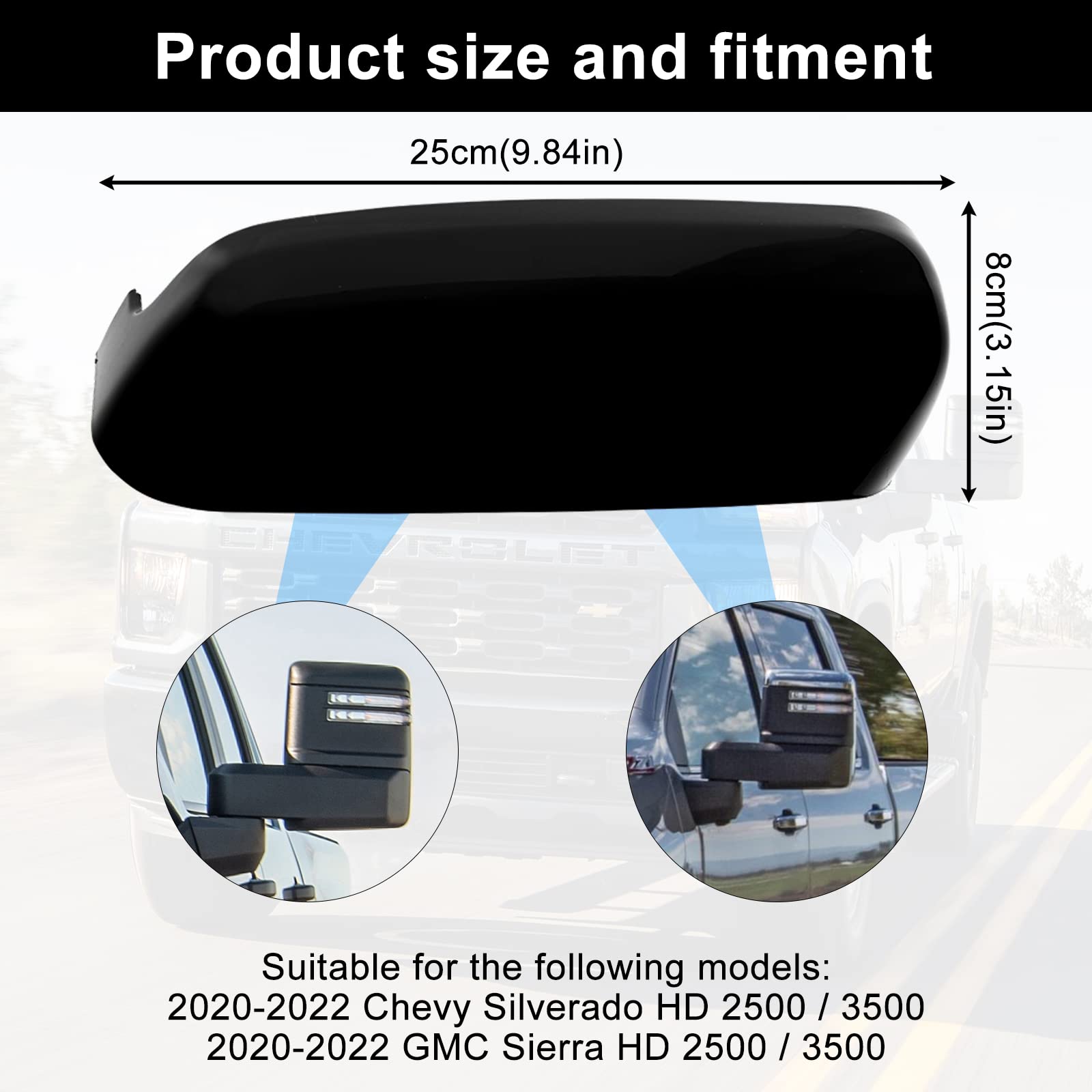 Snapklik.com : Glossy Black Towing Top+Side Clip-On Mirror Covers ...