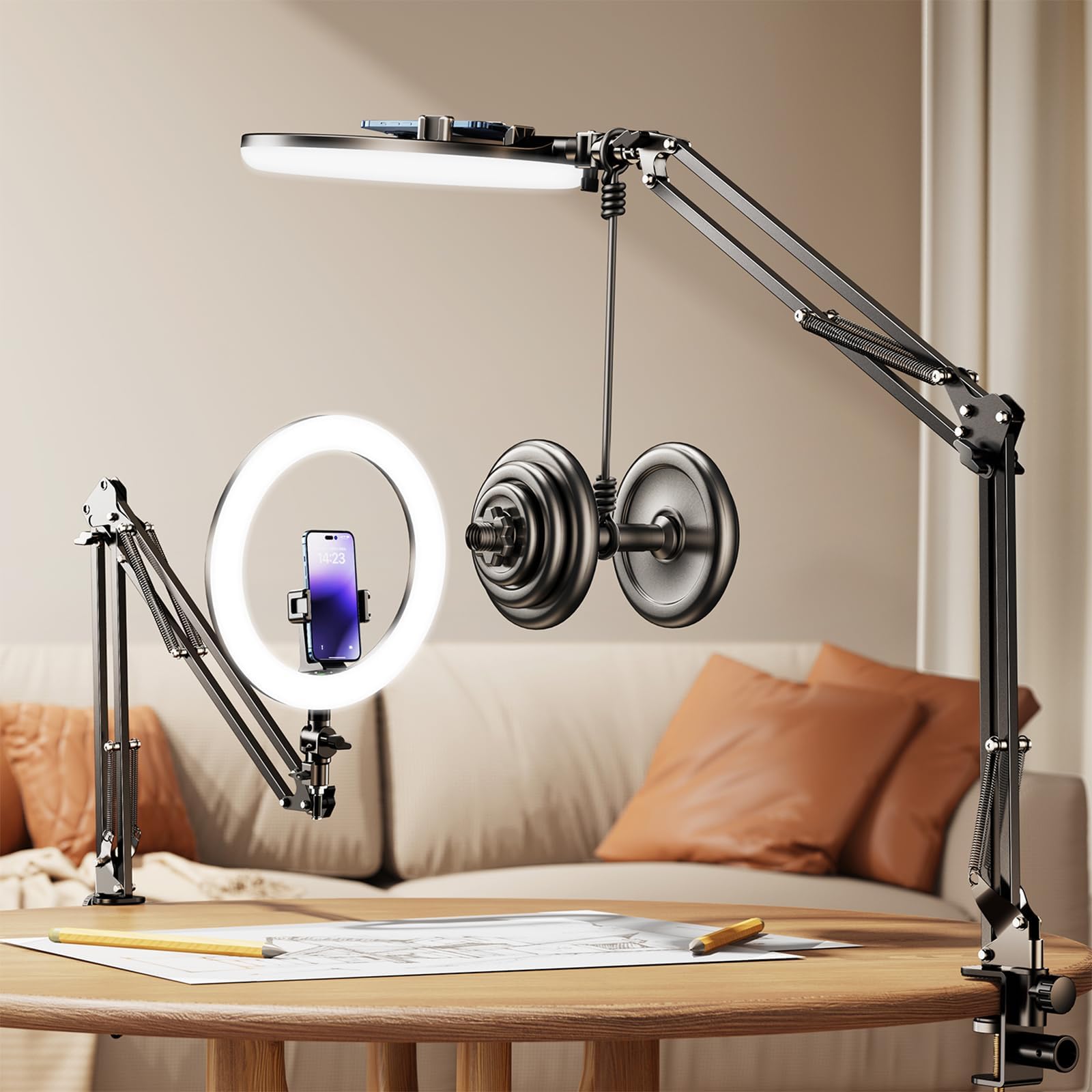 Amazon.com: ATKTTOP 10.5'' Ring Light with Overhead Phone Mount [Anti ...