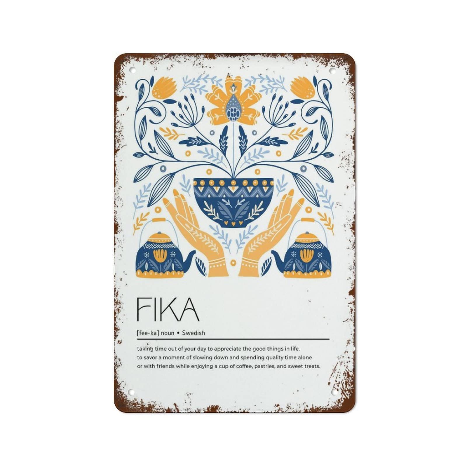 Amazon.com: Fika Definition Metal Wall Art, Metal Signs for Decor ...