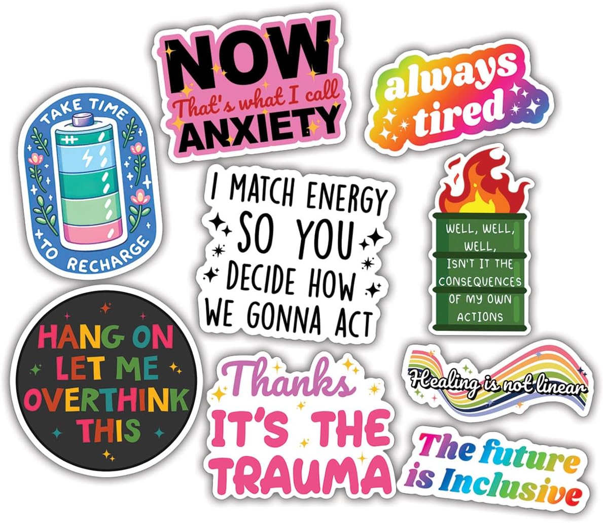 Amazon.com: (9pcs) Mental Health Stickers Anxiety Stickers Motivational ...