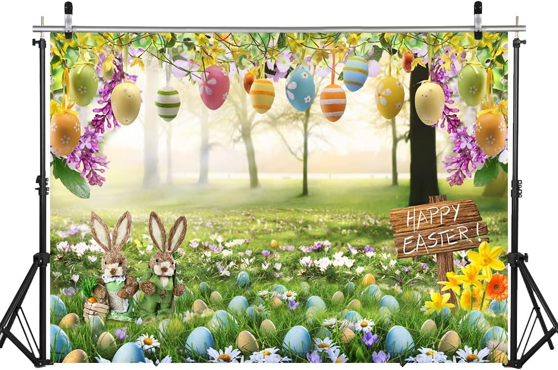 Amazon.com : WOLADA 7x5FT Easter Backdrop Easter Spring Backdrop Happy ...