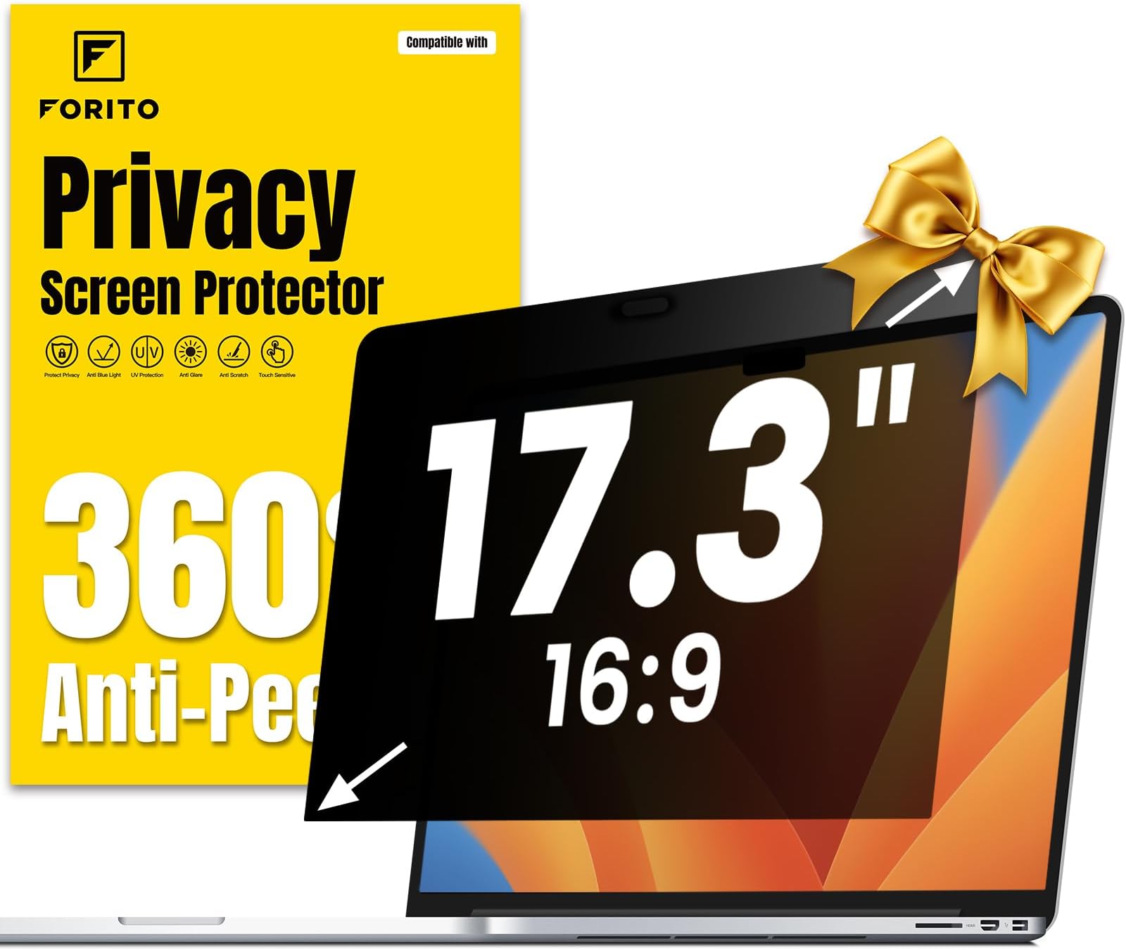Amazon.com: F FORITO 16 Inch 16:10 360° Laptop Privacy Screen Protector ...