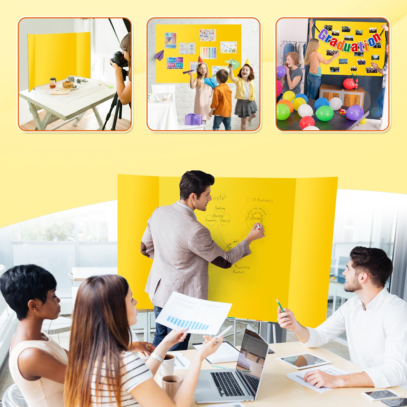 Snapklik.com : 5 Pack Trifold Poster Board, IKAYAS 24" X 16" Double ...