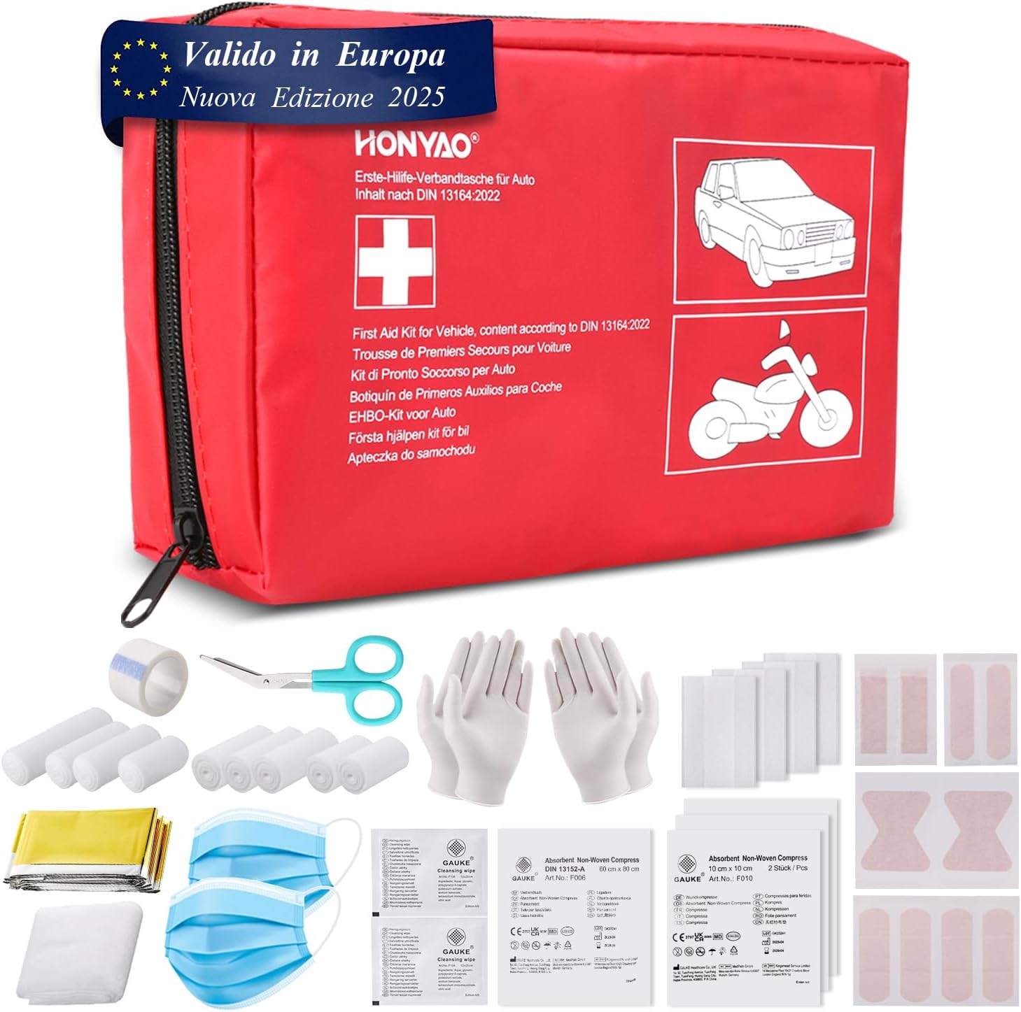 Quattroerre 16056 Kit di Pronto Soccorso per Auto Omologato DIN 13164 ...