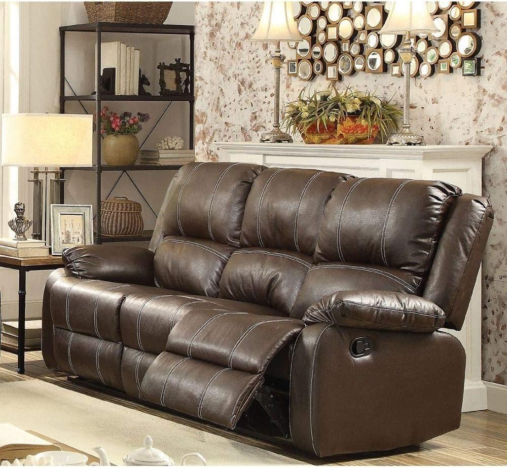 Amazon.com: Contemporary Faux Leather 3-Seater Reclining Sofa Couch ...