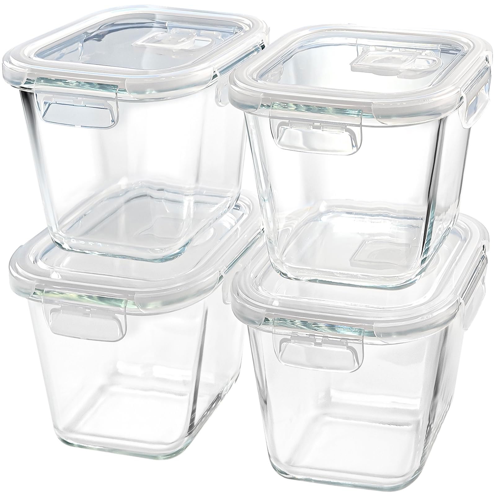 IGGUCEA Square Glass Soup Containers with Lids, 4 Cup Glass Storage ...