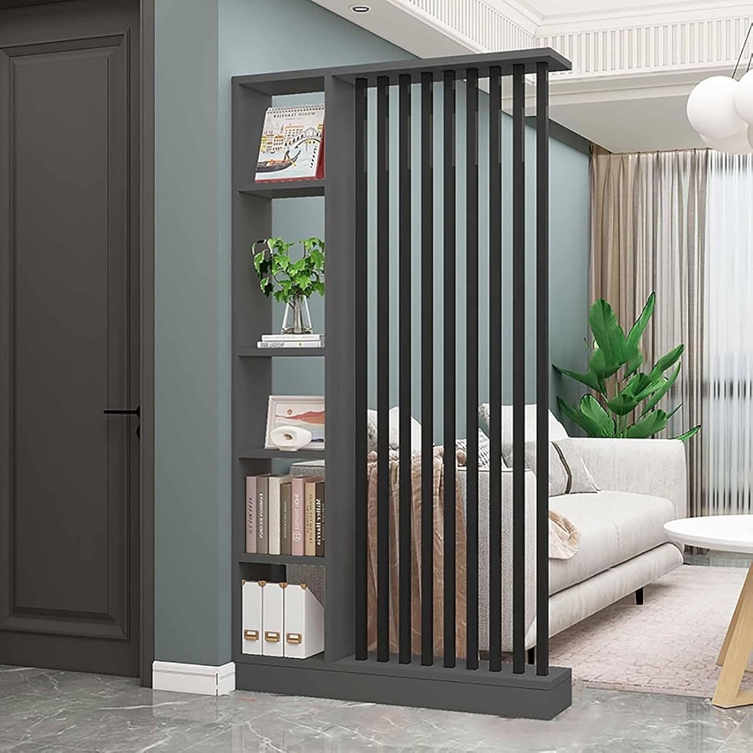 Paravent de séparation de hall d'entrée, autonome avec étagères, écran ...