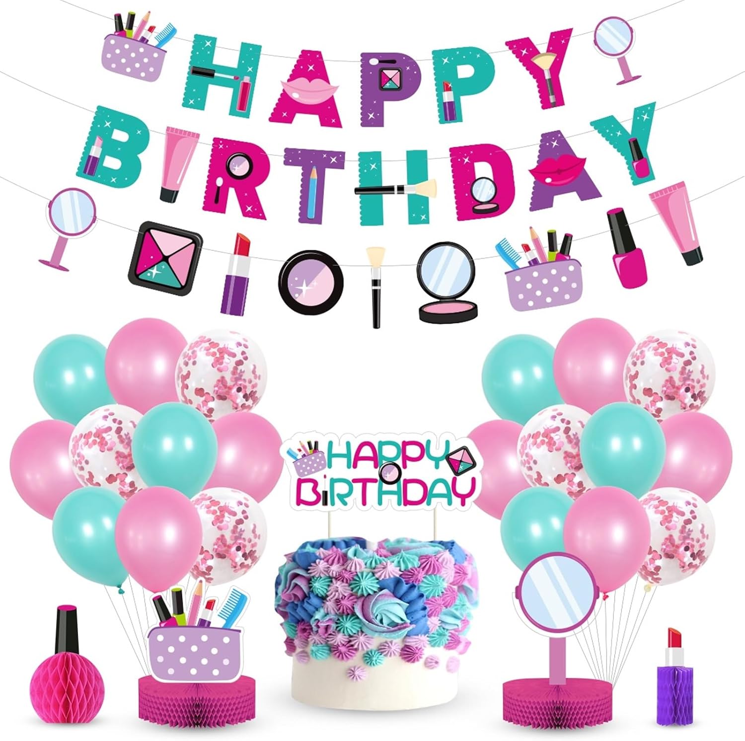 CheeseandU 28Pcs Makeup Birthday Party Supplies including Birthday ...